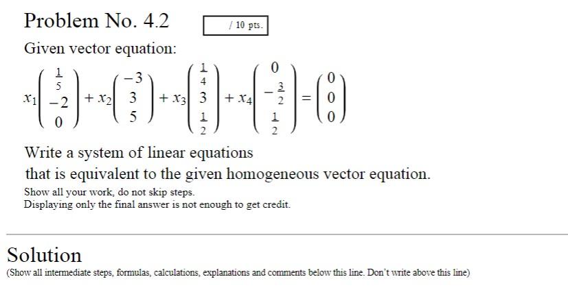 Solved Problem No. 4.2 Given vector equation: | Chegg.com