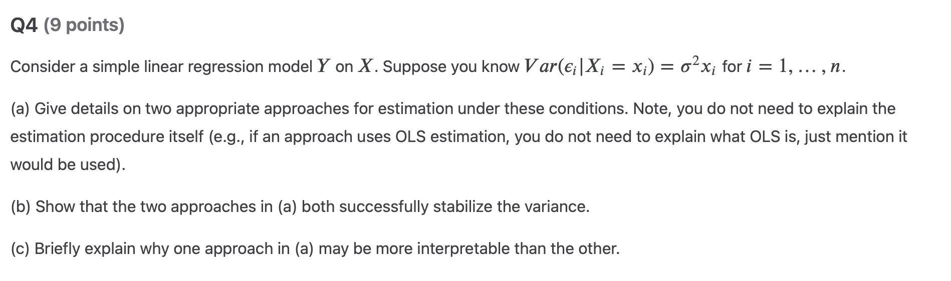Solved Q4 (9 ﻿points)Consider a simple linear regression | Chegg.com