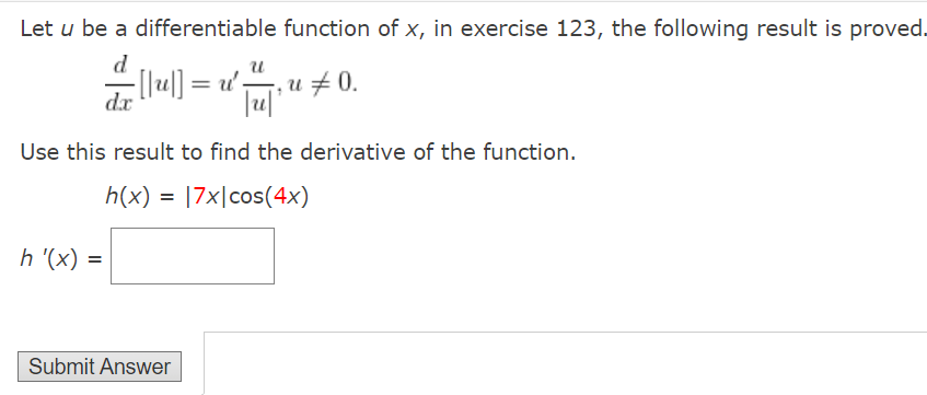 Solved Let u be a differentiable function of x, in exercise | Chegg.com