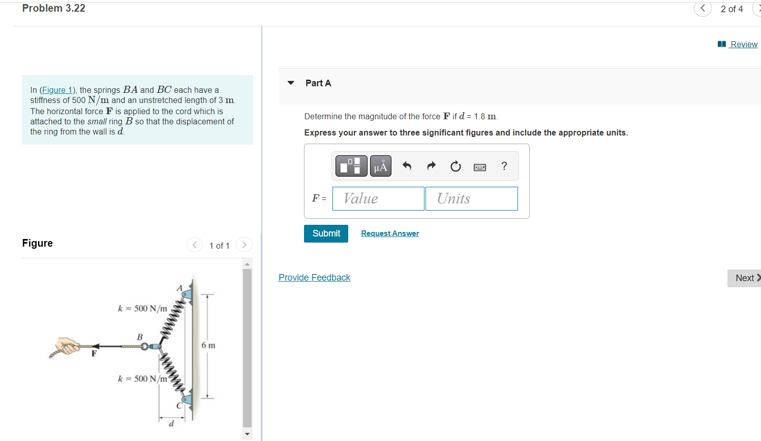 Solved Problem 3.22 In (Figure 1), the springs BA and BC | Chegg.com