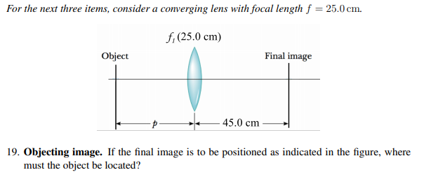 Solved For the next three items, consider a converging lens | Chegg.com