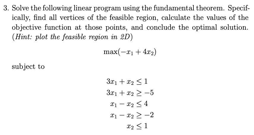 Solved 3 Solve The Following Linear Program Using The 