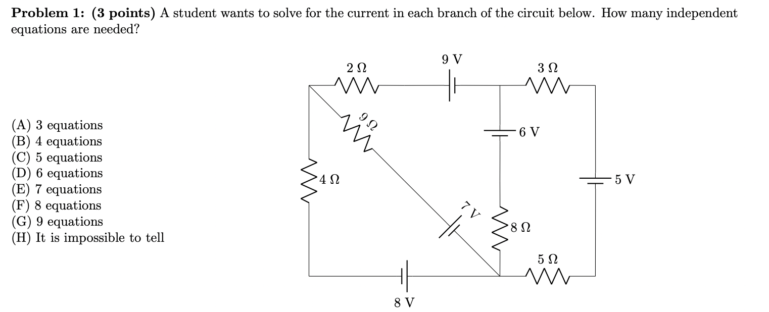 Solved Problem 1: (3 points) A student wants to solve for | Chegg.com