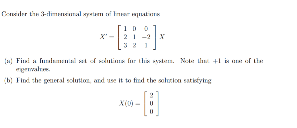 Solved Consider the 3-dimensional system of linear equations | Chegg.com