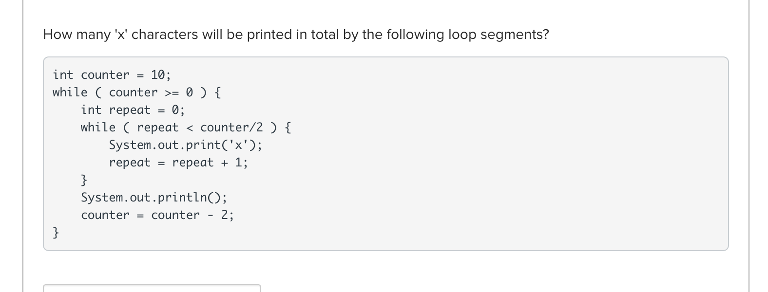 Solved What is printed by the following nested loops?