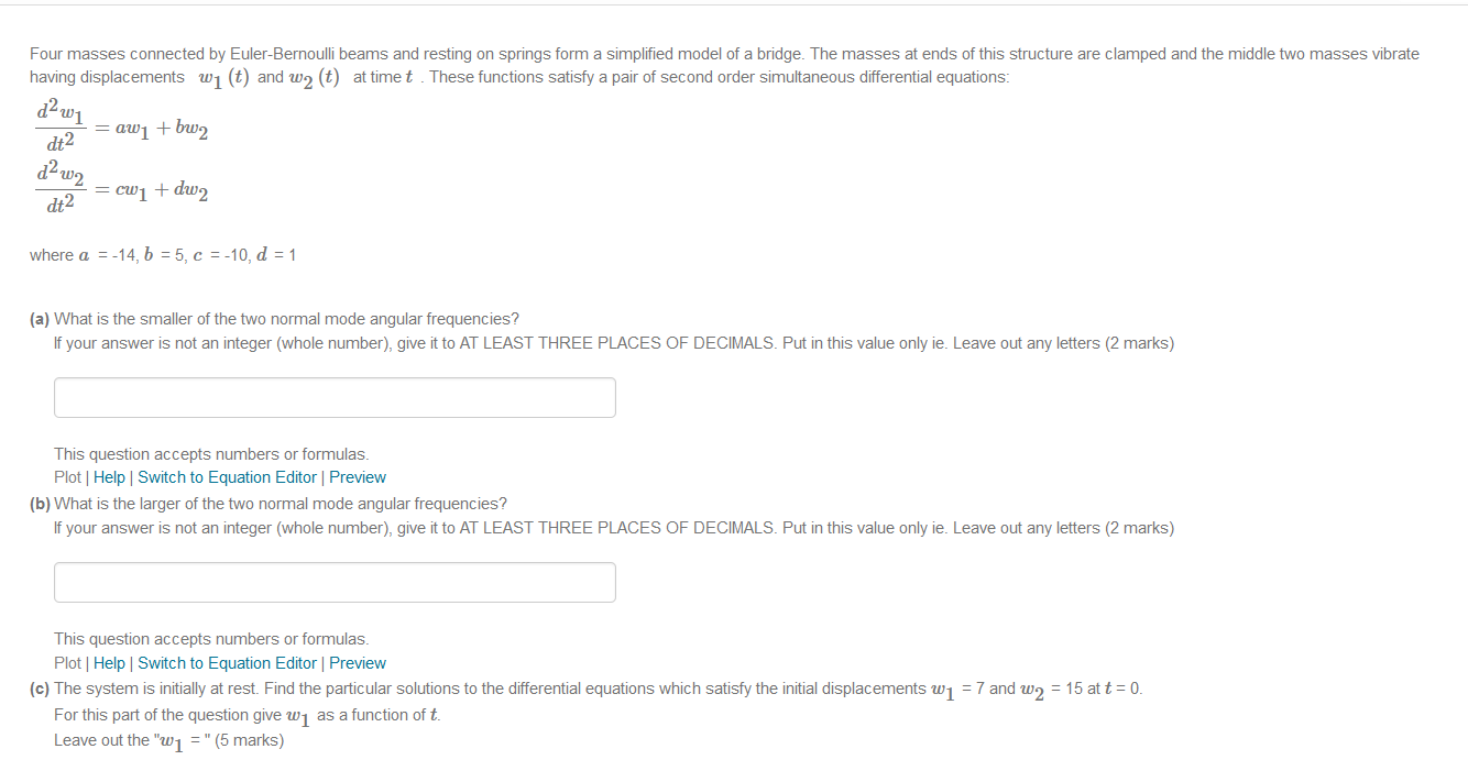 Solved Four masses connected by Euler-Bernoulli beams and | Chegg.com