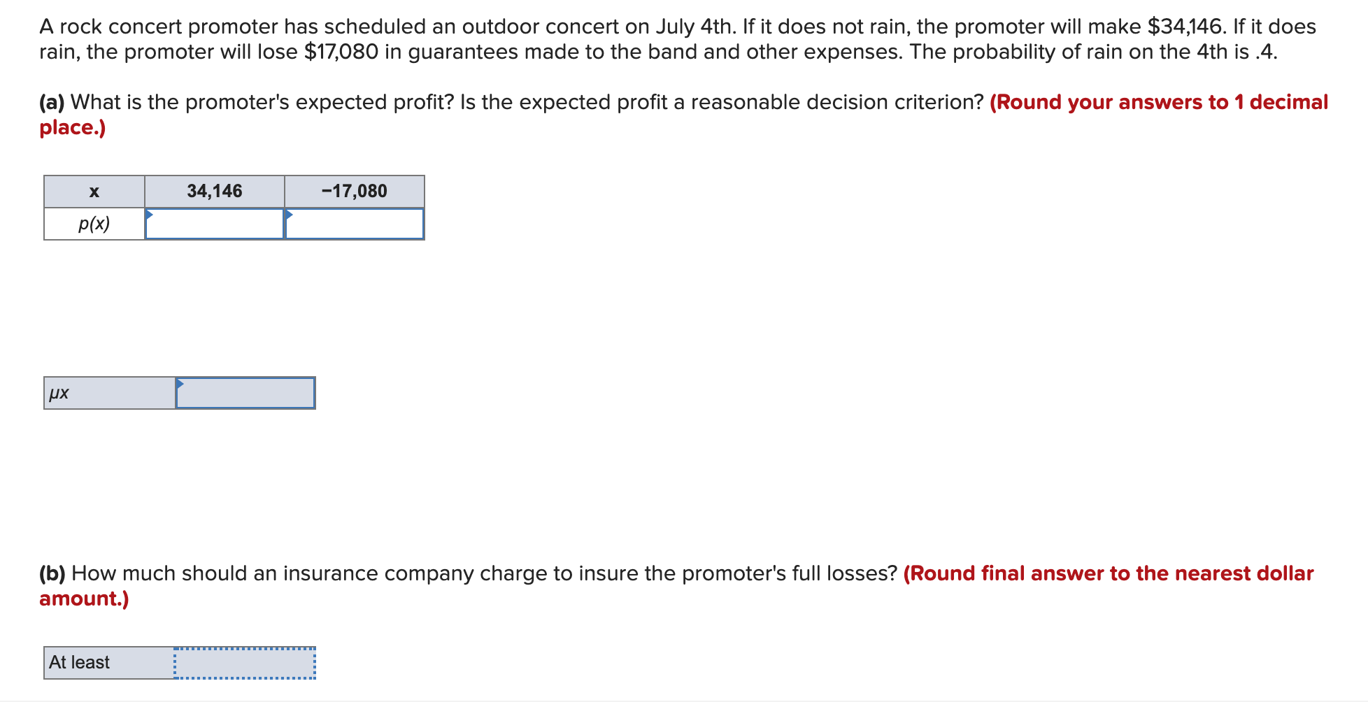 Solved A rock concert promoter has scheduled an outdoor | Chegg.com