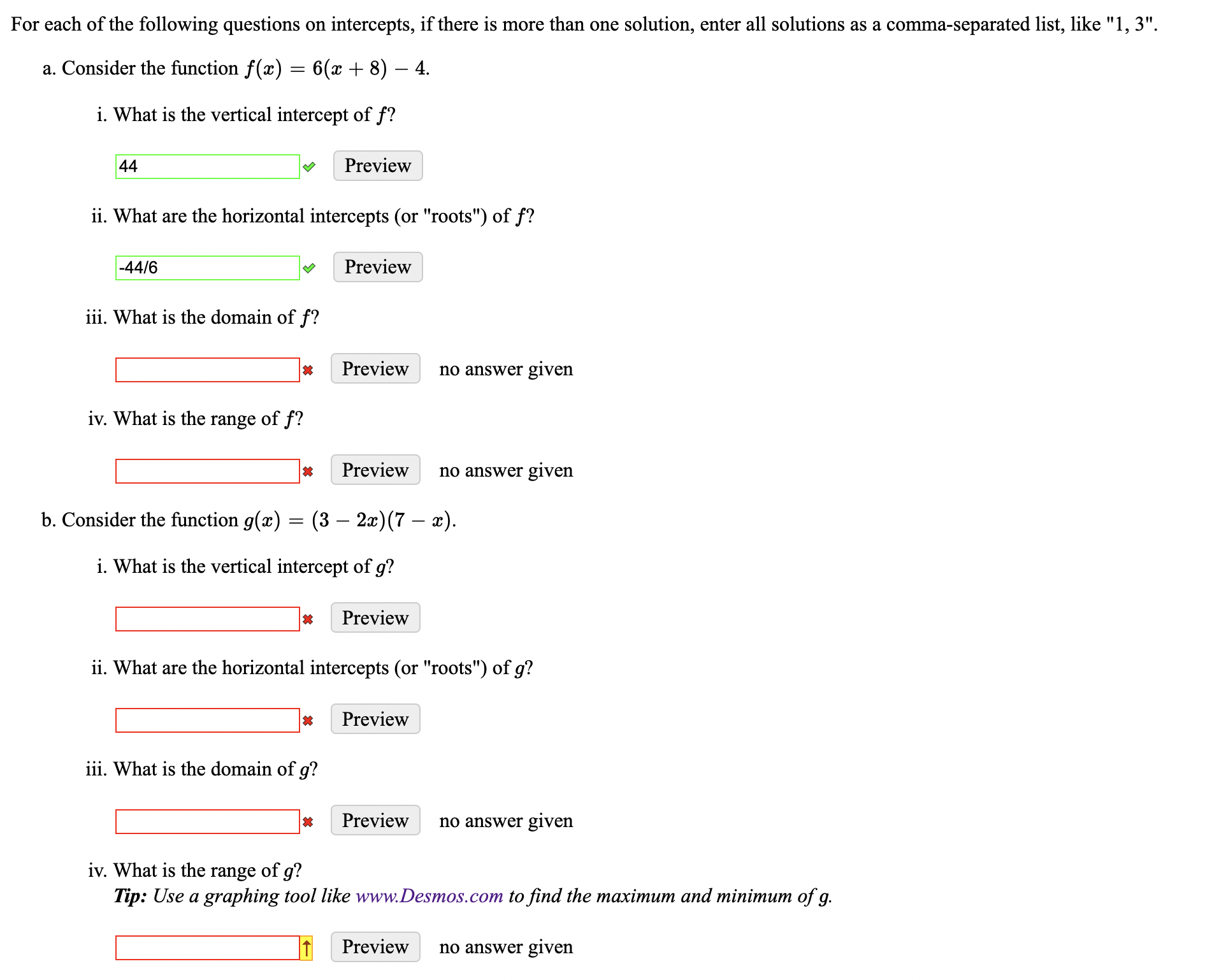 Solved For each of the following questions on intercepts, if | Chegg.com