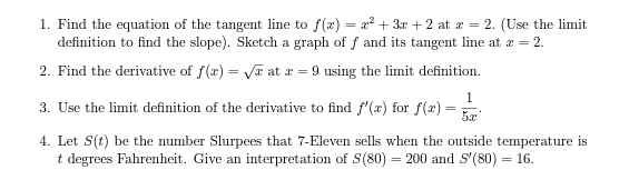 Solved Find the equation of the tangent line to f(x)=x2+3x+2 | Chegg.com