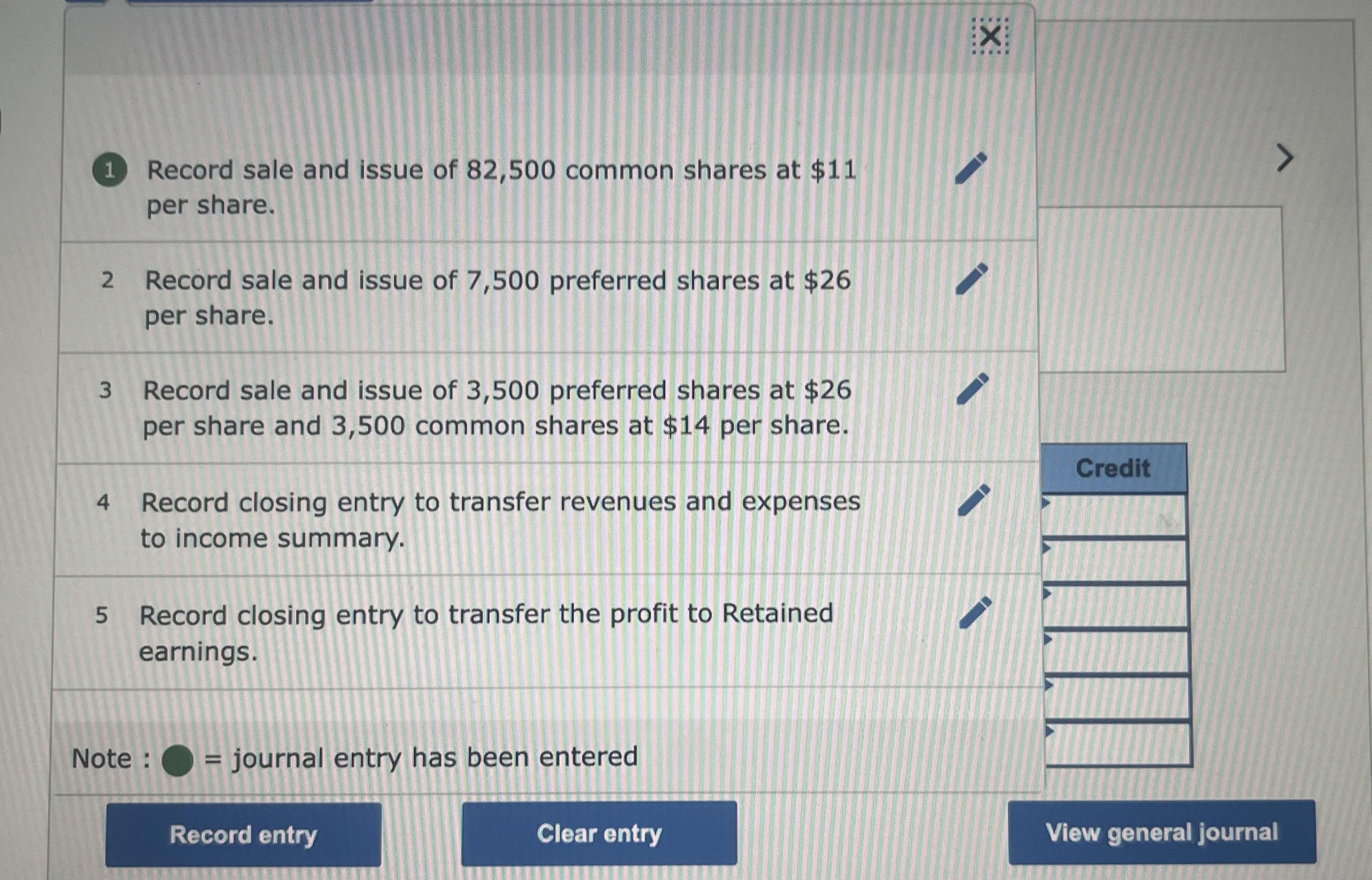 Solved Record sale and issue of 82,500 common shares at $11 | Chegg.com