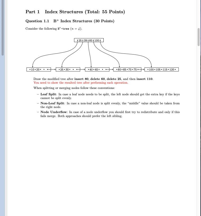 Solved Part 1 Index Structures (Total: 55 Points) Question | Chegg.com