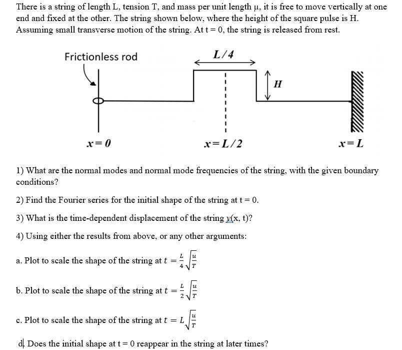 There is a string of length L, tension T, and mass | Chegg.com