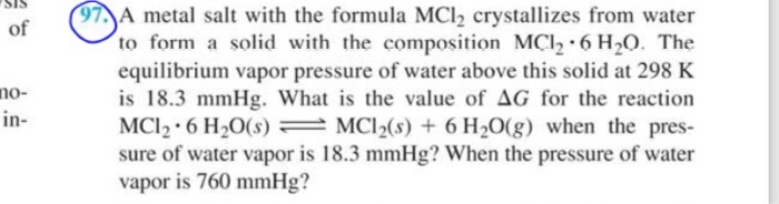 Solved S9A A metal salt with the formula MCI. crystallizes | Chegg.com