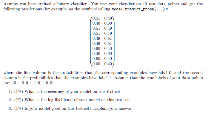 Solved Assume you have trained a binary classifier. You test | Chegg.com
