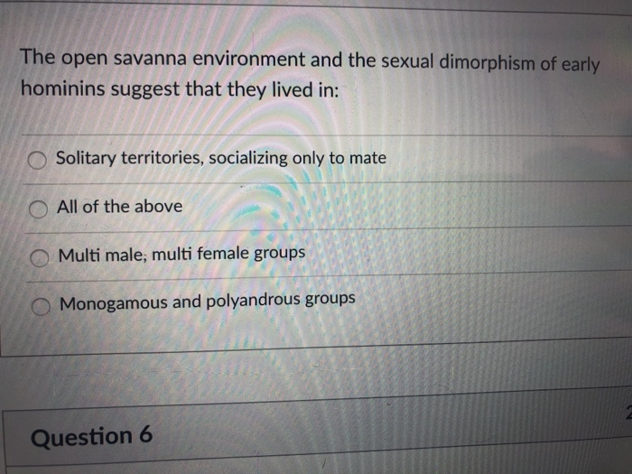 Solved The open savanna environment and the sexual | Chegg.com