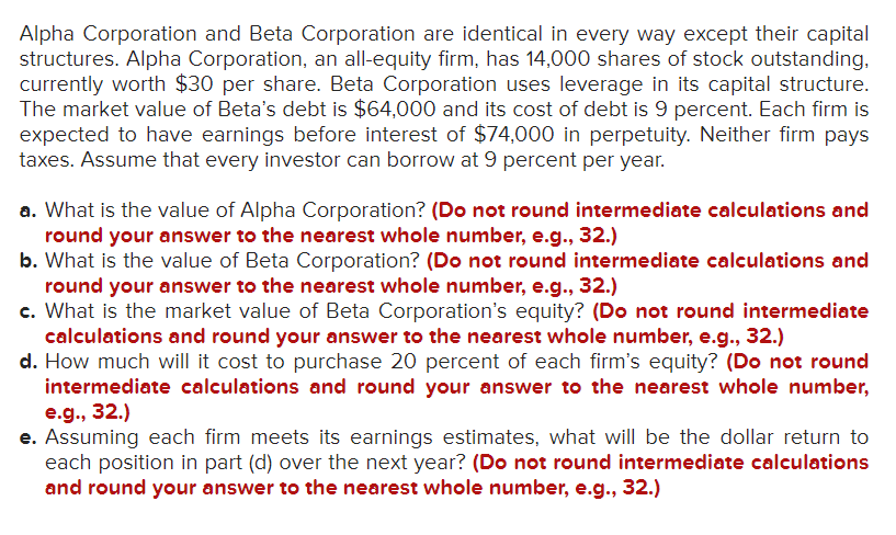 Solved Alpha Corporation and Beta Corporation are identical | Chegg.com