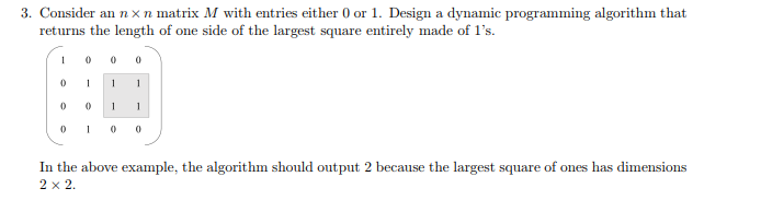 Solved 3. Consider an n x n matrix M with entries either 0 | Chegg.com