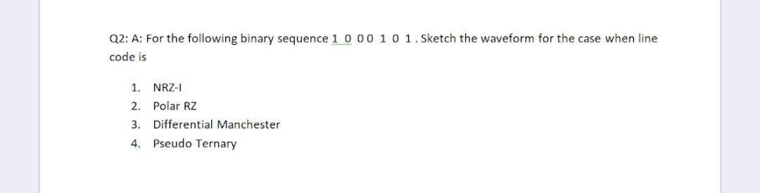 Solved Q2: A: For the following binary sequence 1 000 10 1. | Chegg.com