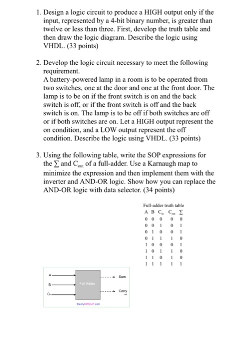 1 Design A Logic Circuit To Produce A High Output