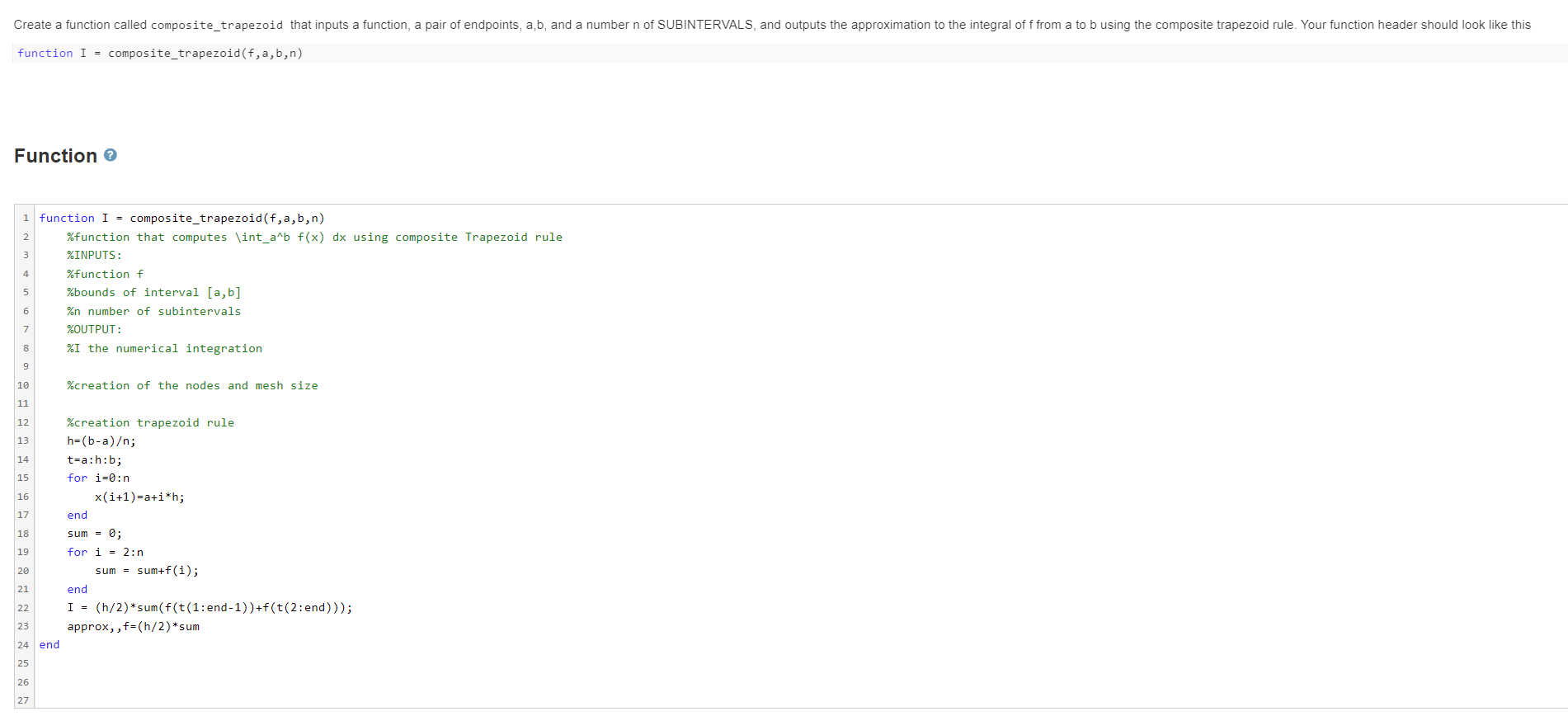 Solved Create a function called composite_trapezoid that | Chegg.com