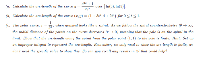 Solved (a) Calculate the arc-length of the curve \\( | Chegg.com