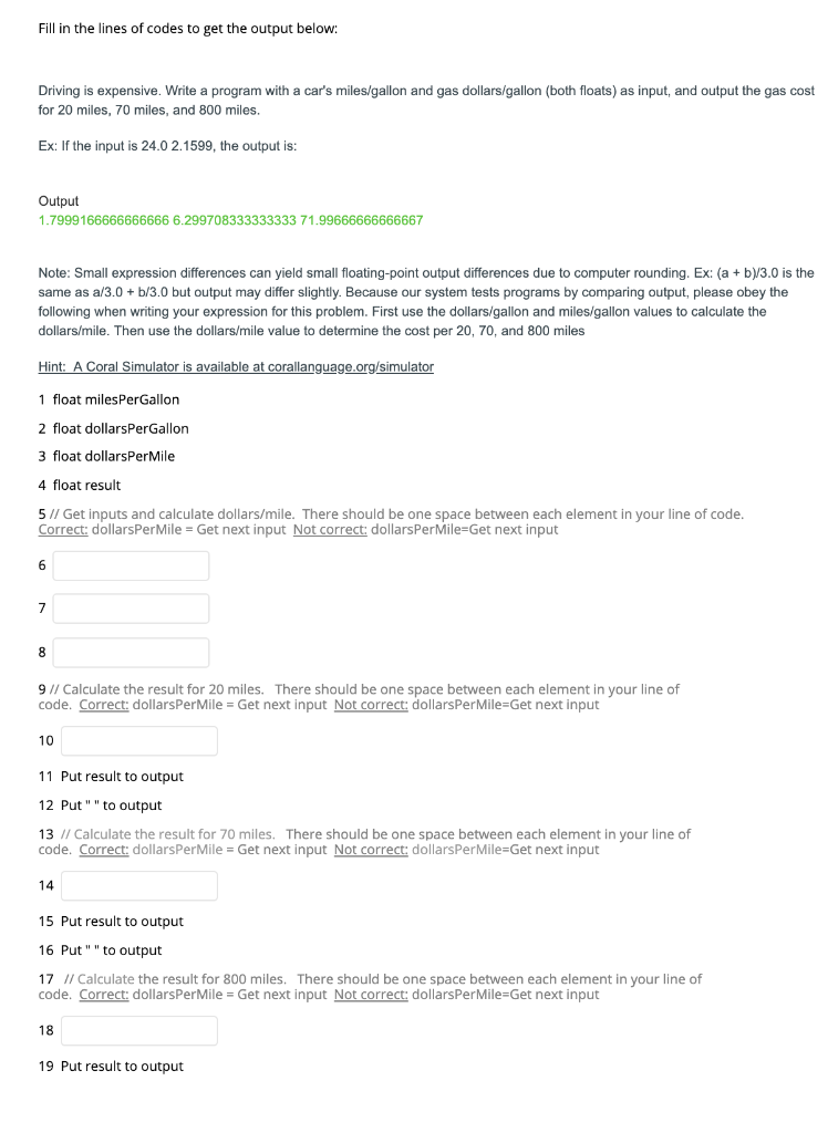 Solved Complete the program below to calculate the volume of | Chegg.com