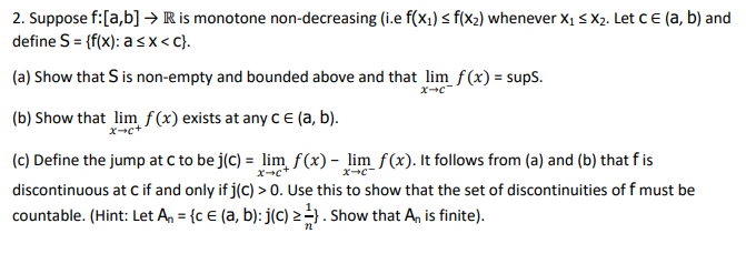 Solved 2 Suppose F Ab →r Is Monotone Non Decreasing Ie 