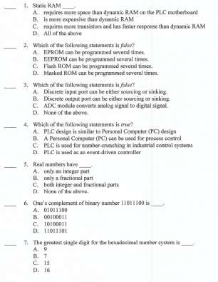 Solved 1. Static RAM A. requires more space than dynamic RAM | Chegg.com