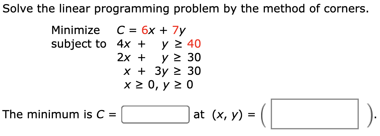 Solved Solve the linear programming problem by the method of | Chegg.com