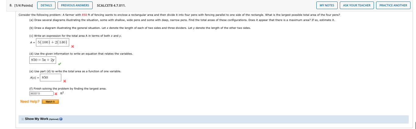 Solved 8. [1/4 Points] DETAILS PREVIOUS ANSWERS SCALCET8 | Chegg.com