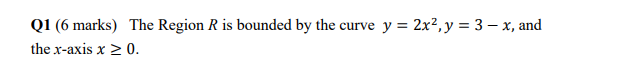 Solved Q1 (6 marks) The Region R is bounded by the curve y = | Chegg.com