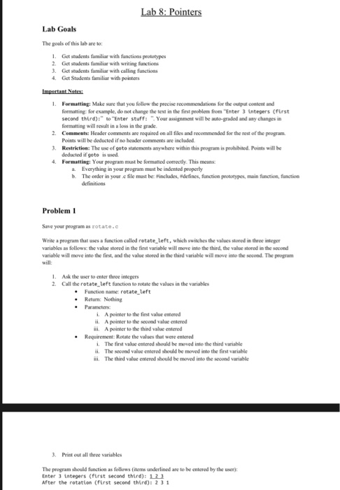 Solved I Lab Goals The goals of this lab are to: Get | Chegg.com
