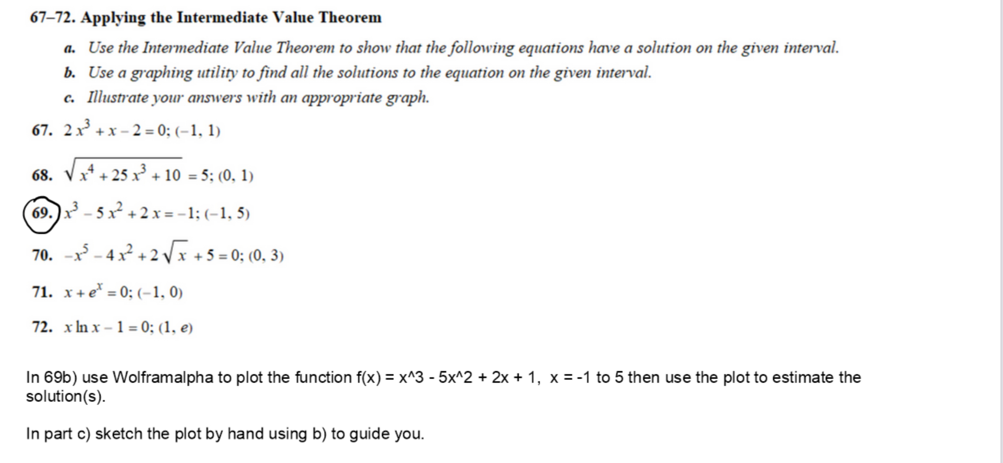Solved 67–72. Applying the Intermediate Value Theorem a. Use | Chegg.com