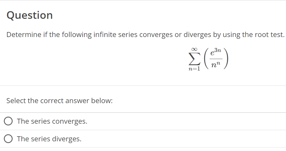 Solved Determine if the following infinite series converges | Chegg.com