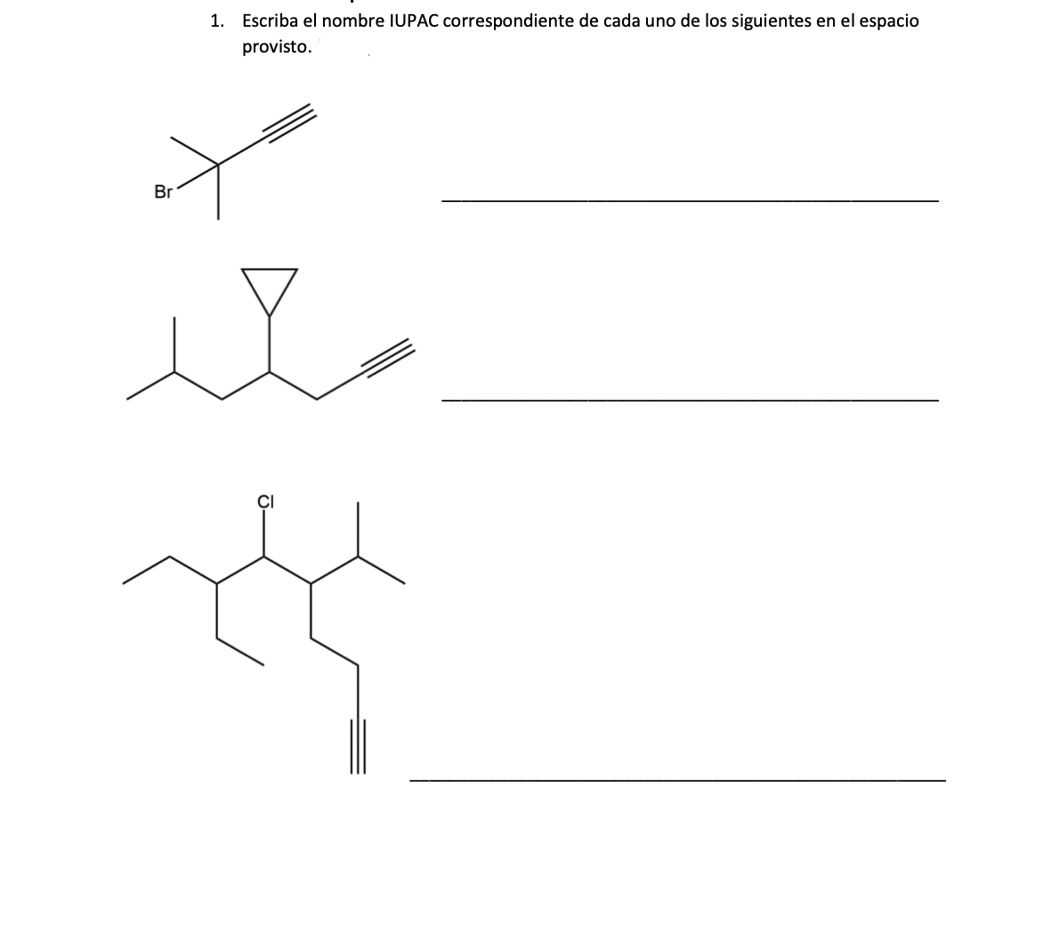 Solved Escriba el nombre IUPAC correspondiente de cada uno | Chegg.com