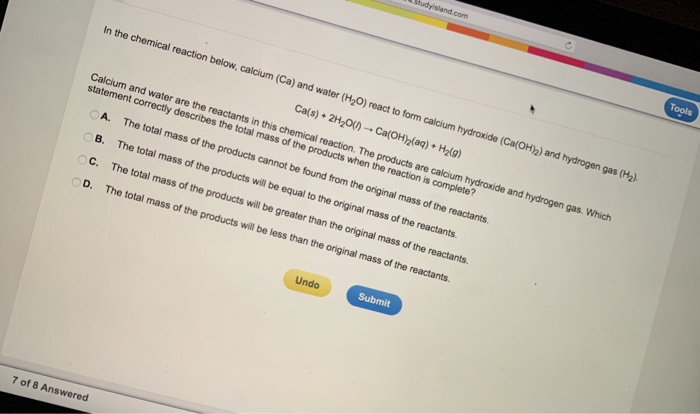 Solved Tools In the chemical reaction below, calcium (Ca) | Chegg.com