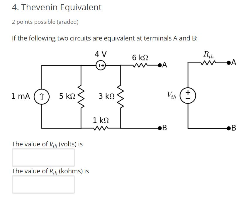 Solved 4 Thevenin Equivalent 2 Points Possible Graded If 
