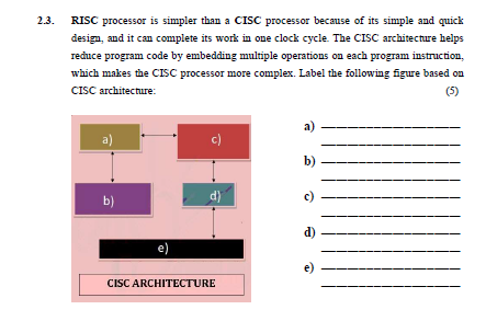 Solved 2.3. RISC processor is simpler than a CISC processor | Chegg.com