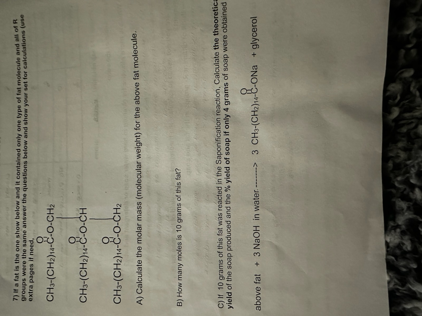 Solved 7) If a fat is the one show below and it contained | Chegg.com