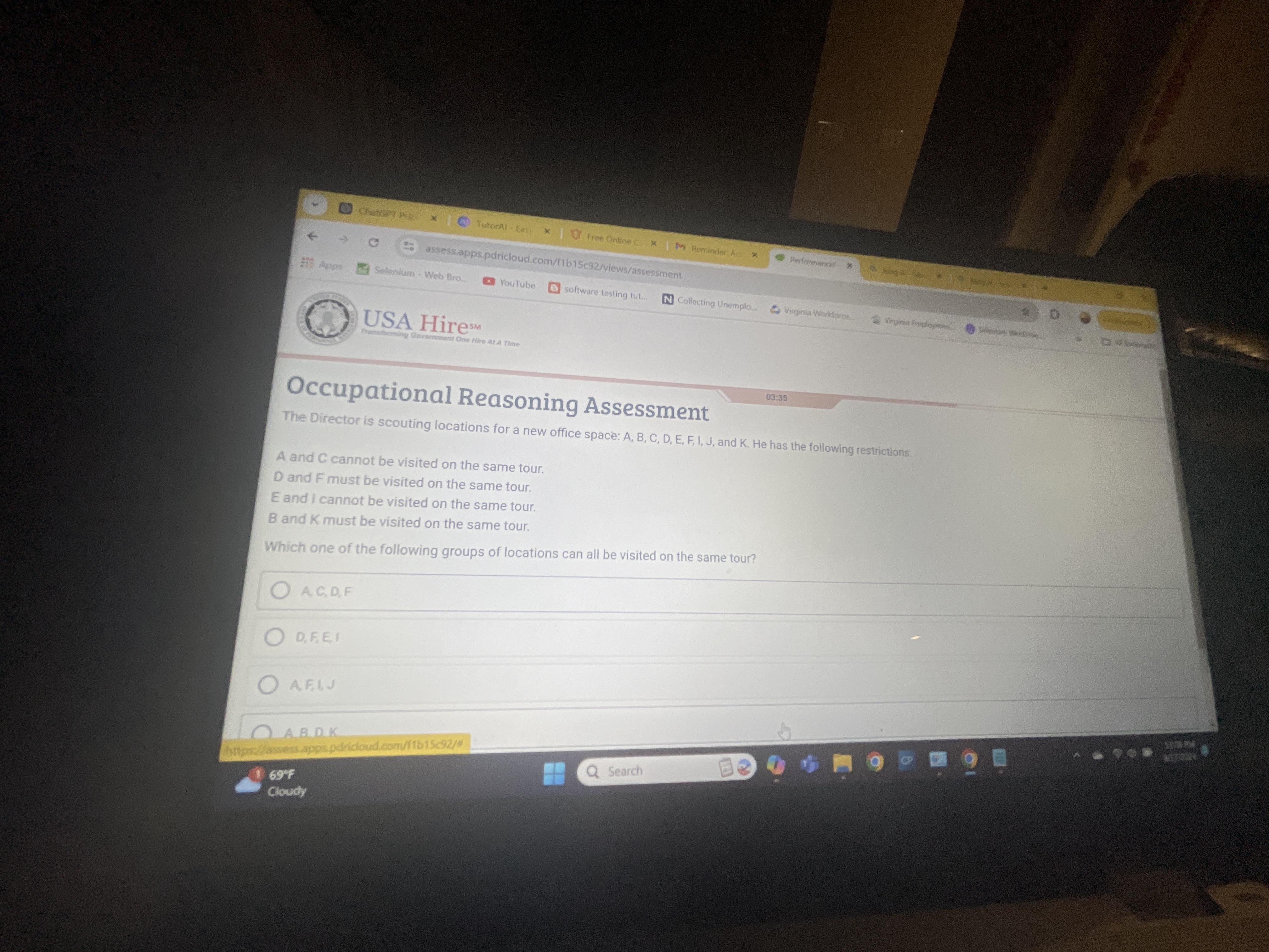 Solved Occupational Reasoning Assessment The Director is | Chegg.com