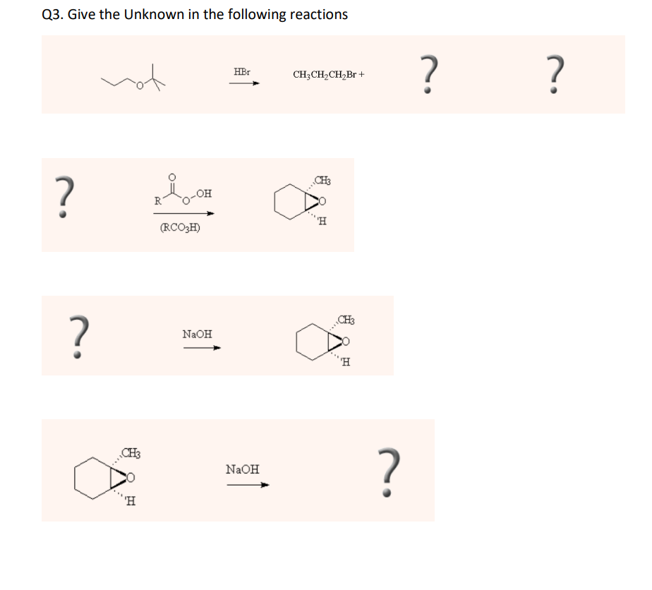 Solved Q3. Give the Unknown in the following reactions | Chegg.com