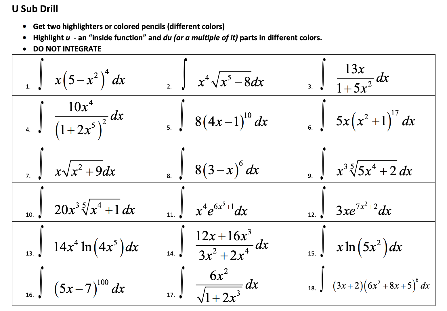 Solved U Sub DrillGet two highlighters or colored pencils | Chegg.com