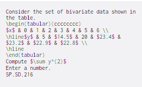 Solved Consider the set of bivariate data shown in the | Chegg.com
