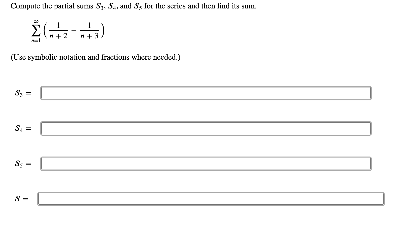 Solved Compute the partial sums S3, S4, and S5 for the | Chegg.com