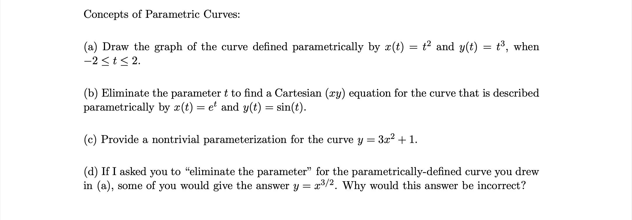 Solved Concepts of Parametric Curves: (a) Draw the graph of | Chegg.com