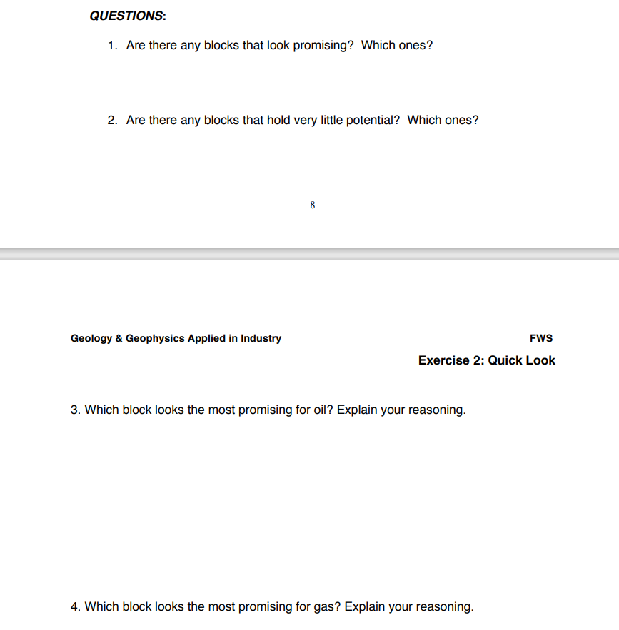 Geology & Geophysics Applied in Industry FWS Exercise | Chegg.com