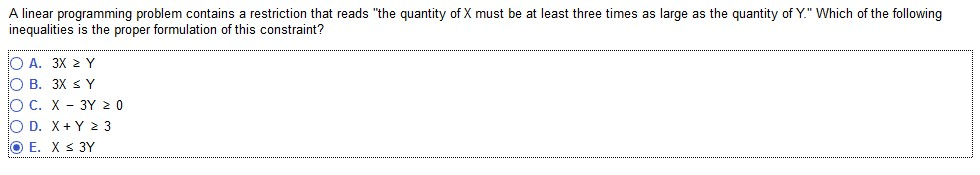 Solved A linear programming problem contains a restriction | Chegg.com
