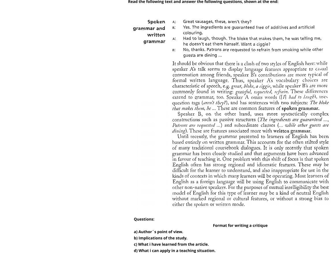 Read the following text and answer the following | Chegg.com