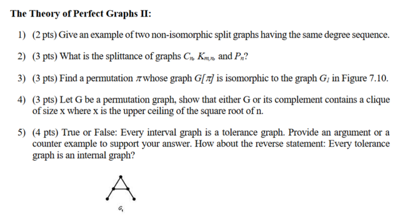 Solved The Theory of Perfect Graphs II: 1) (2 pts) Give an | Chegg.com