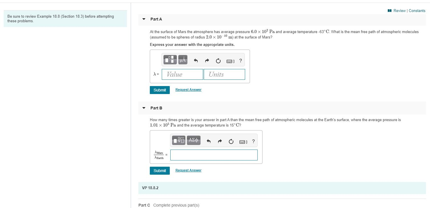 Solved A Review Constants Be sure to review Example 18.8 | Chegg.com
